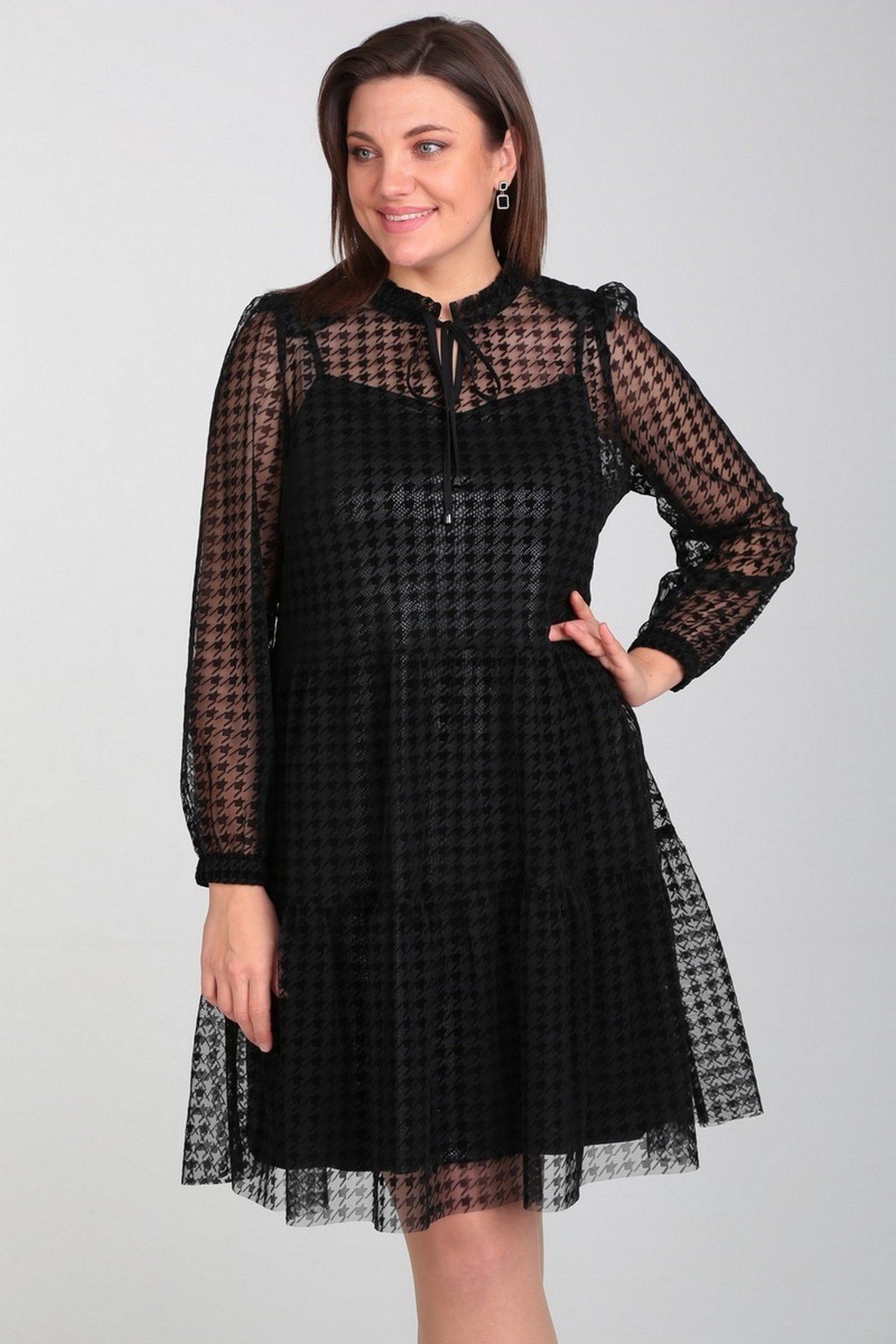 Платье 1137 черный + гусиная лапка Milora купить в интернет магазине | в наличии